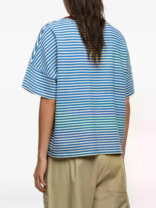 Bimba Y Lola Striped Embroidered T-shirt - Blue