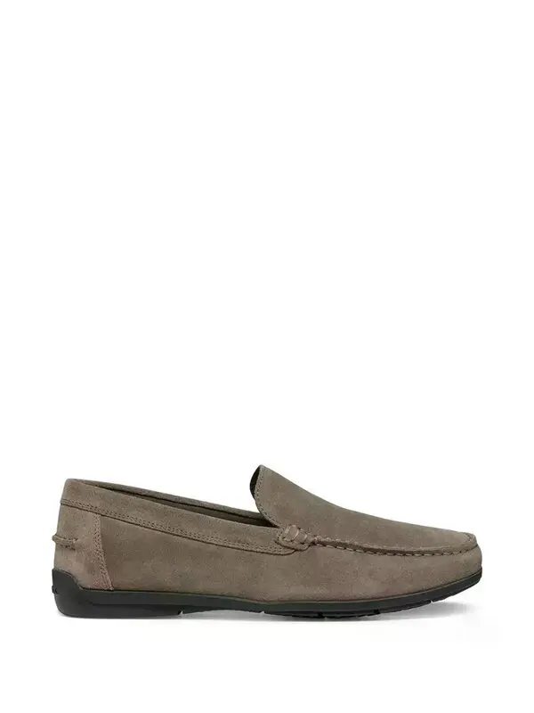 Geox Topstitched Suede Loafers - Grey