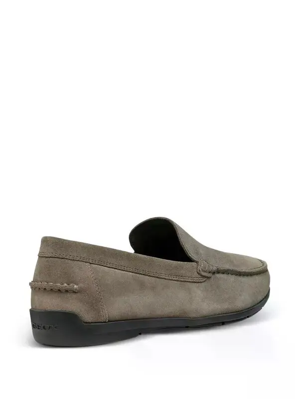 Geox Topstitched Suede Loafers - Grey
