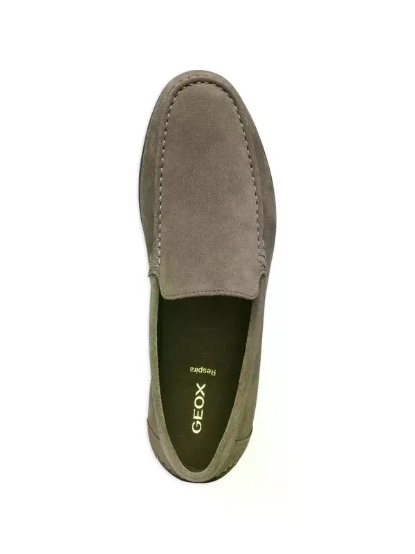 Geox Topstitched Suede Loafers - Grey