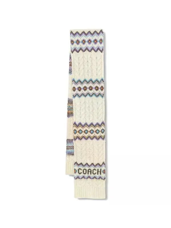 COACH Cable-knit Geometric Scarf - Neutrals