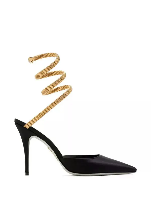 Rene Caovilla Snake-detail Pumps - Black