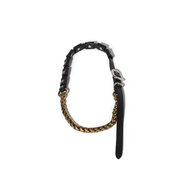 Miu Miu Metal And Leather Necklace - Black/bronze/silver