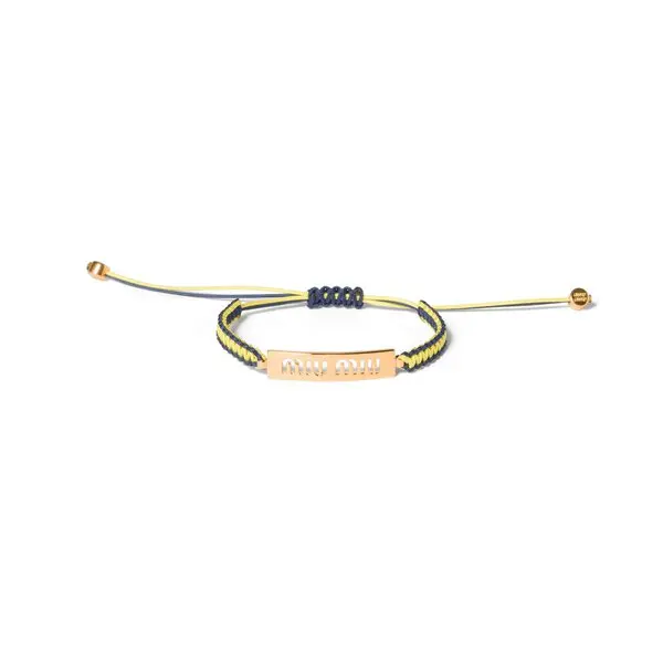 Miu Miu Cotton And Metal Bracelet - Gold/lemon/blue
