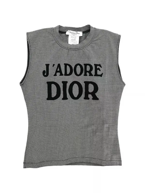 Dior 2002 Houndstooth Sleeveless Tank Top - Grey