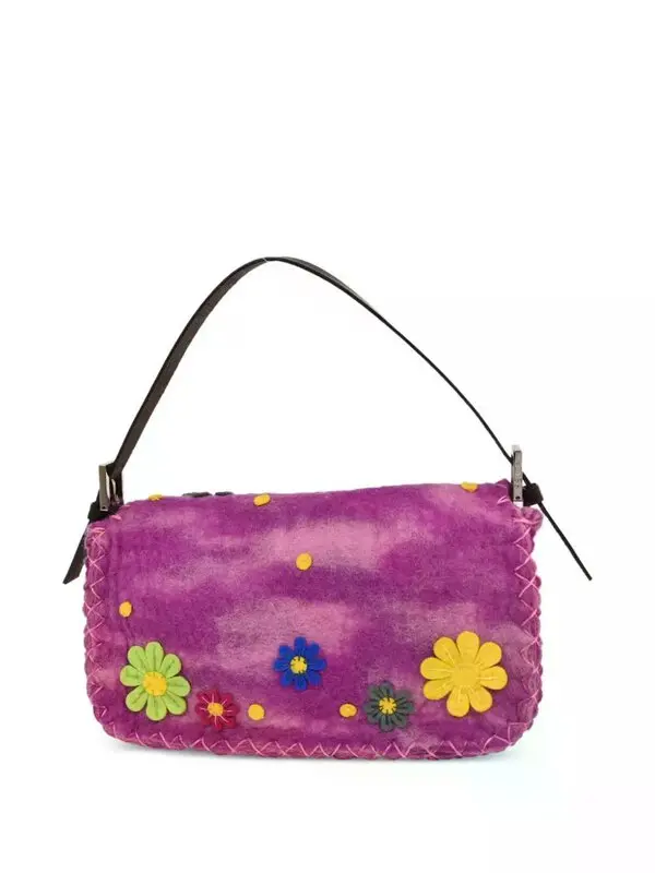 Fendi Baguette Handbag With Floral Embellishments