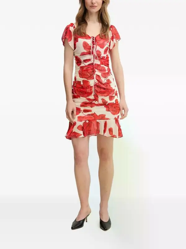 GAUDI Floral-print Ruched Mini Dress
