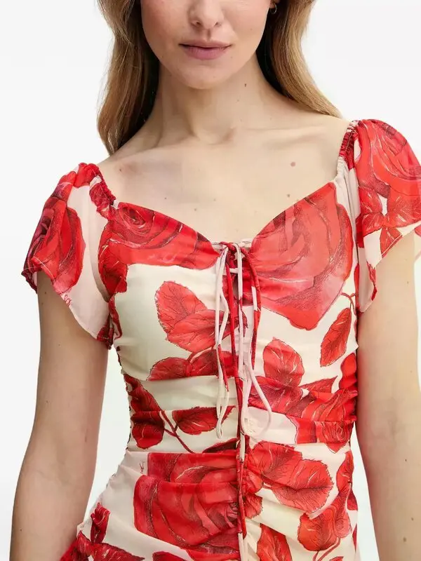 GAUDI Floral-print Ruched Mini Dress
