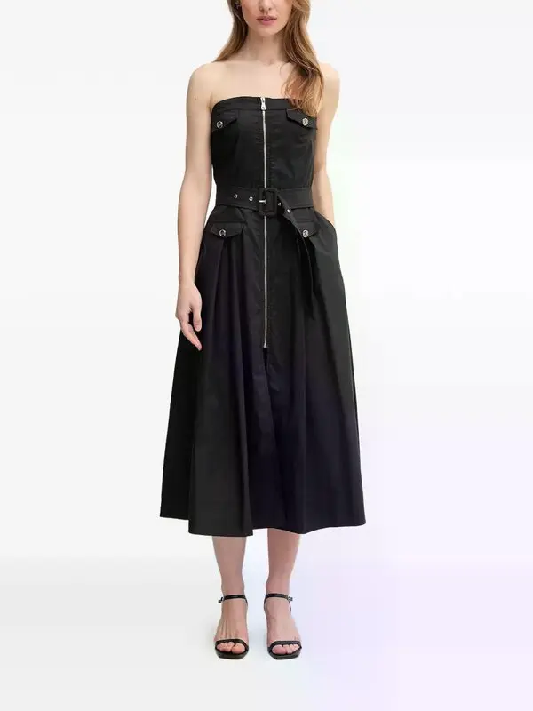 GAUDI Belted Zip-up Midi Dress