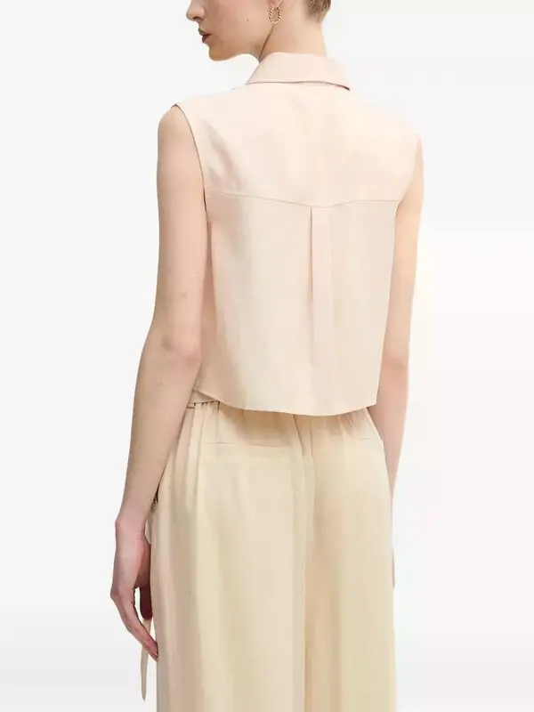 GAUDI Polo-collar Sleeveless Shirt - Neutrals