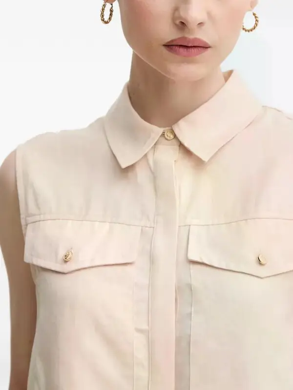 GAUDI Polo-collar Sleeveless Shirt - Neutrals