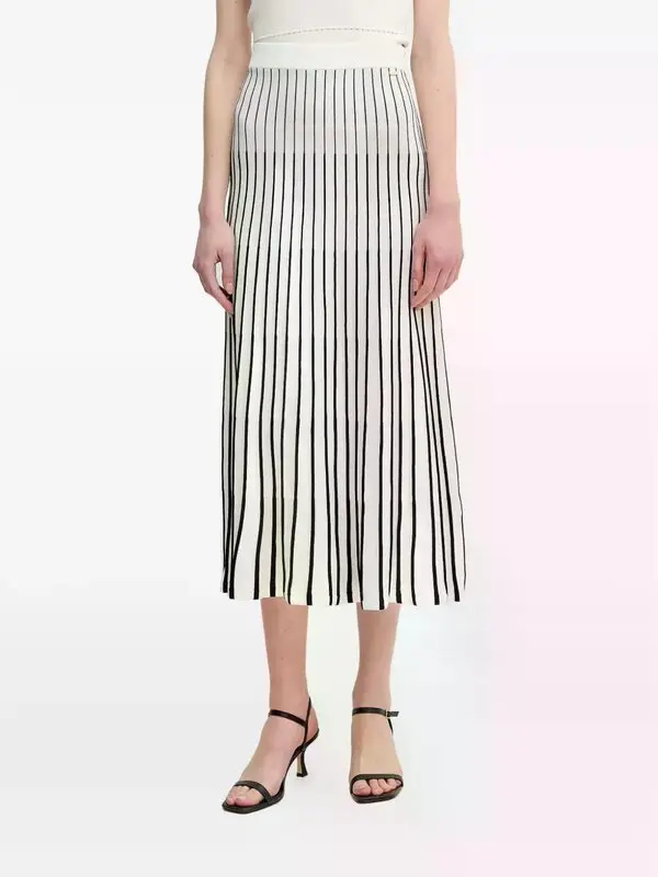 GAUDI Striped Midi Skirt - White