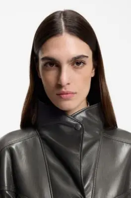 BOSS Faux-leather Sleeveless Jacket With Belt
