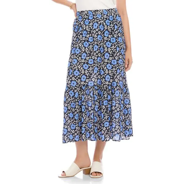Karen Kane Floral Front Slit Midi Skirt - Print