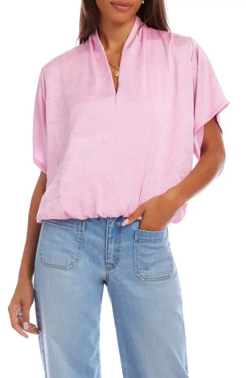Karen Kane Crushed Satin V-neck Top - Pink