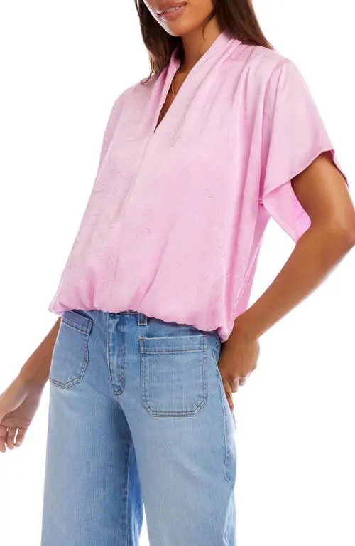 Karen Kane Crushed Satin V-neck Top - Pink