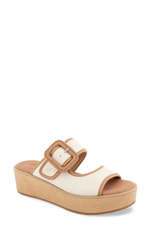 Gentle Souls Vadylin Platform Wedge Slide Sandal - Stone Leather