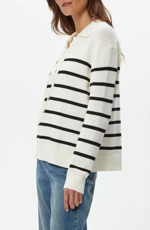 Michael Stars Adrienne Lace Up Striped Sweater - Ivory/black