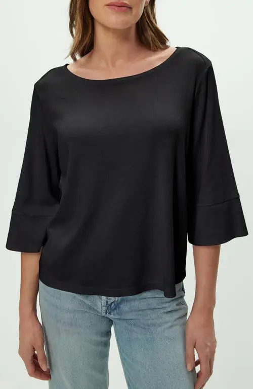 Michael Stars Rosalynn Boat Neck Knit Top - Black