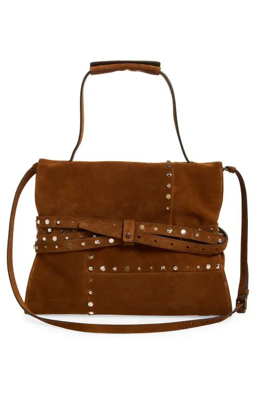 Moschino Studded Suede Shoulder Bag