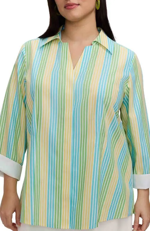 Foxcroft Taylor Stripe Cotton Button-up Shirt