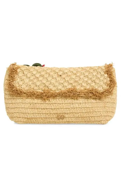 ANYA HINDMARCH Crochet Cactus Raffia Clutch - Natural
