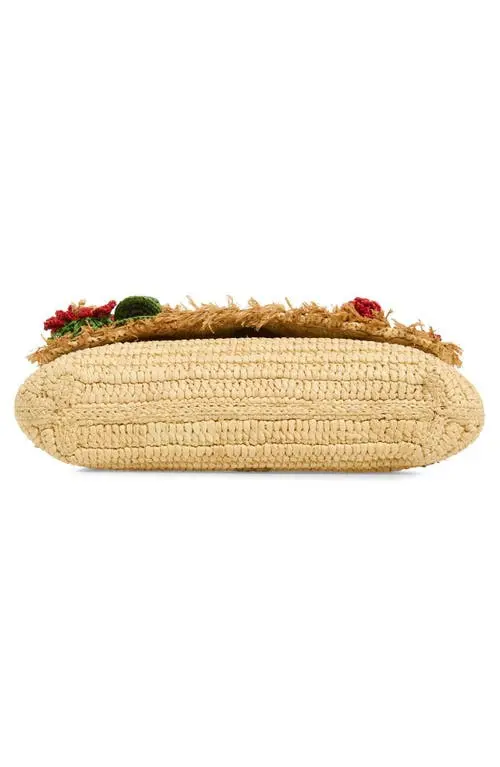 ANYA HINDMARCH Crochet Cactus Raffia Clutch - Natural