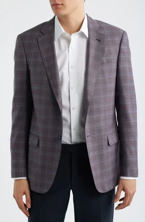 Emporio Armani Plaid Virgin Wool Sport Coat - Plum