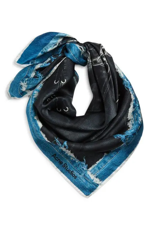 Acne Studios Vasco Denim Skeleton Trompe L'oeil Silk Scarf