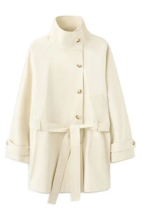 Mango Funnel Neck Belted Trench Coat - Ecru