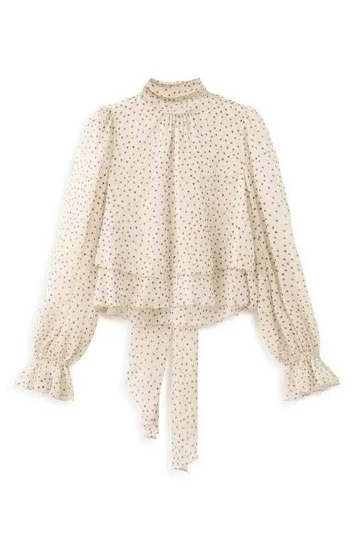 Mango Polka Dot Tie Neck Blouse