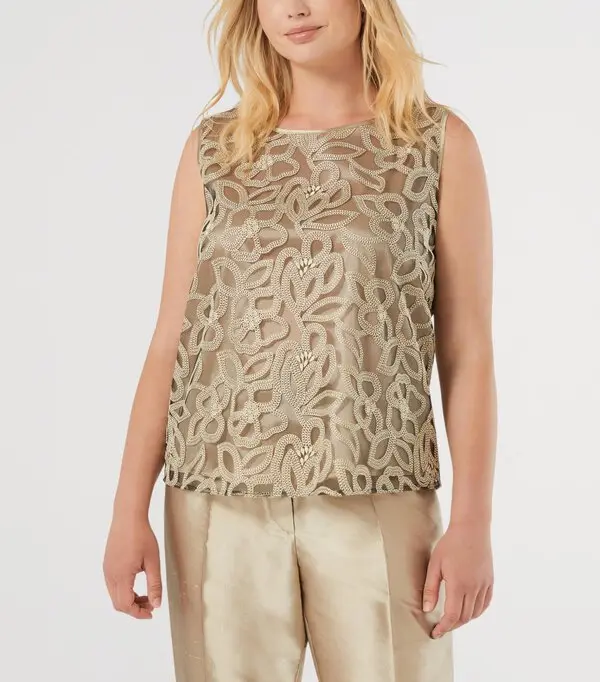 Marina Rinaldi Elegante Tulle Embroidered Blouse