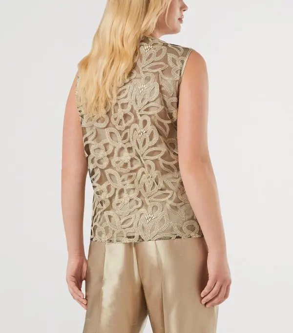 Marina Rinaldi Elegante Tulle Embroidered Blouse
