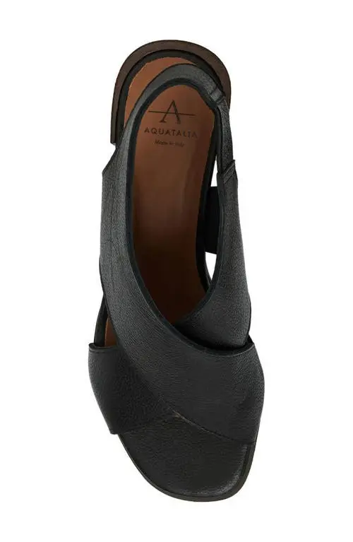 Aquatalia Dovera Weatherproof Sandal - Black Pebbled Leather