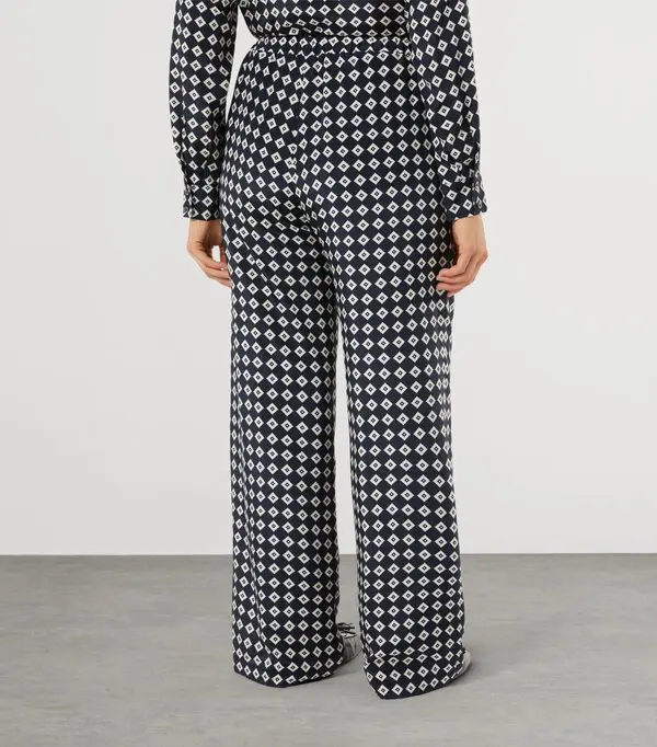 Marina Rinaldi Printed Silk Wide Leg Trousers
