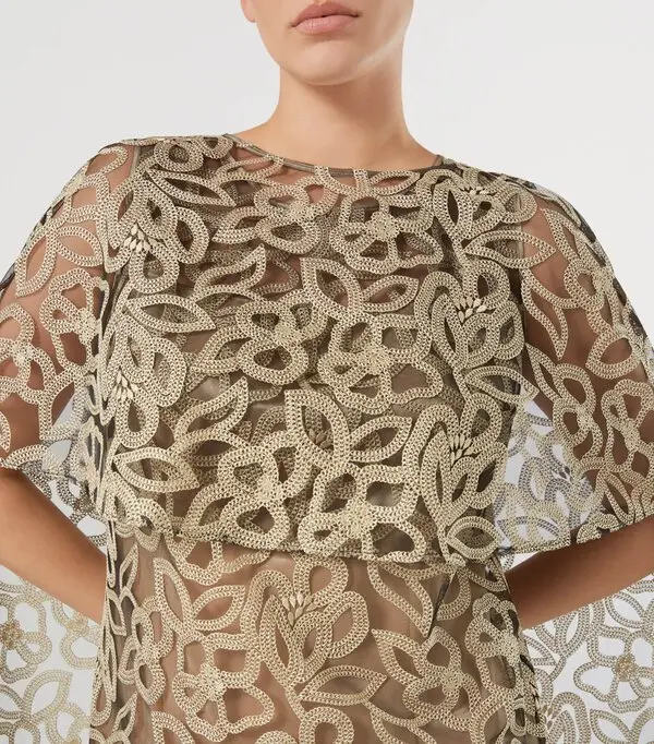 Marina Rinaldi Tulle Embroidered Cape
