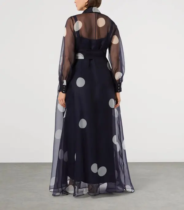 Marina Rinaldi Silk Polka Dot Maxi Shirt Dress