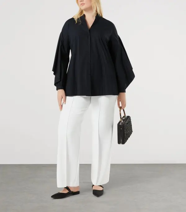 Marina Rinaldi Cotton V-neck Blouse