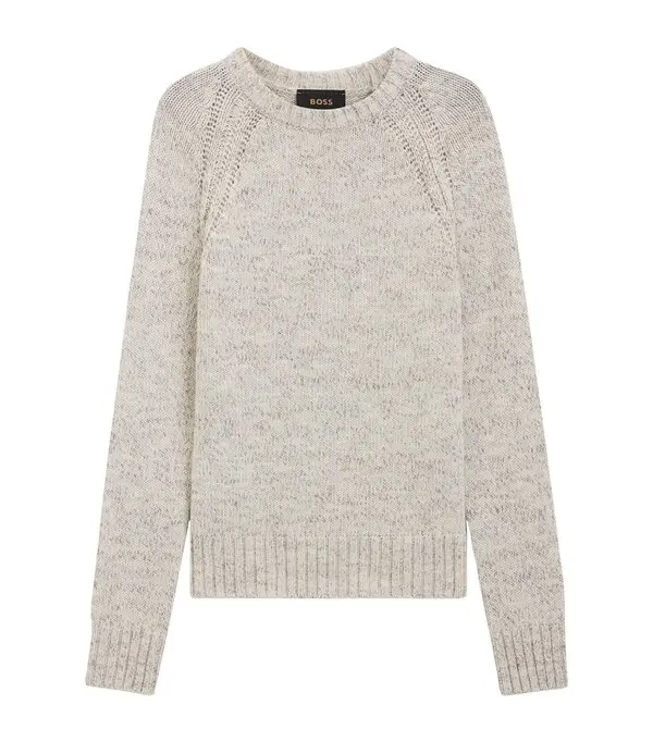 BOSS Cashmere-wool Tweed-effect Sweater - White