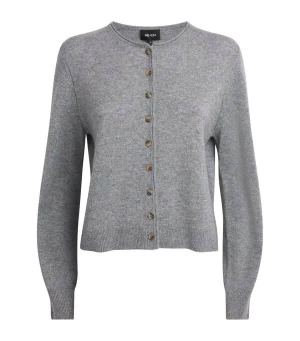 ME+EM Cashmere Roll-trim Cardigan - Grey