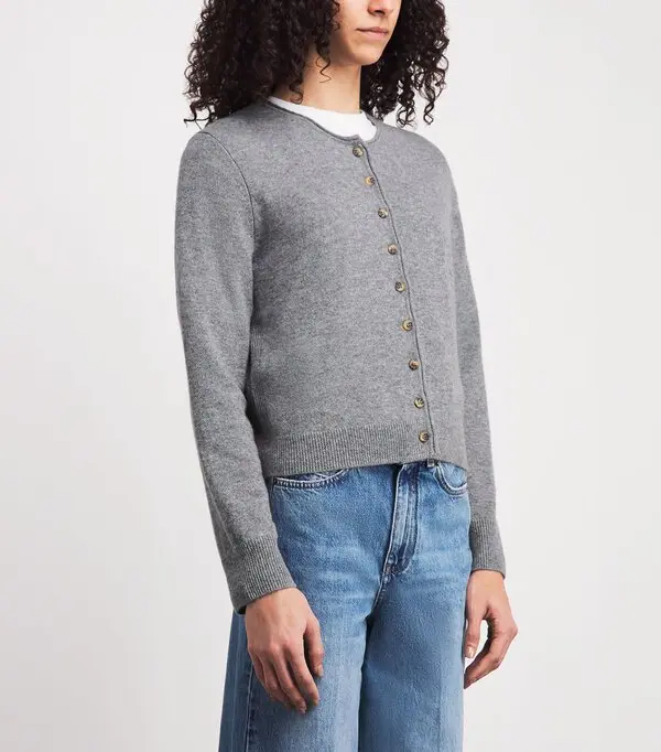 ME+EM Cashmere Roll-trim Cardigan - Grey