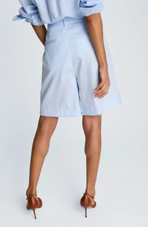 KENNETH COLE Pleated Linen Bermuda Shorts - Blue Dawn
