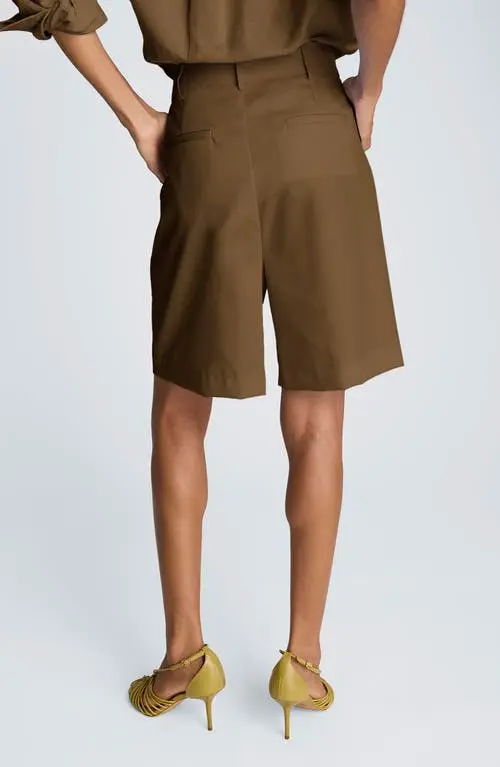 KENNETH COLE Pleated Linen Bermuda Shorts