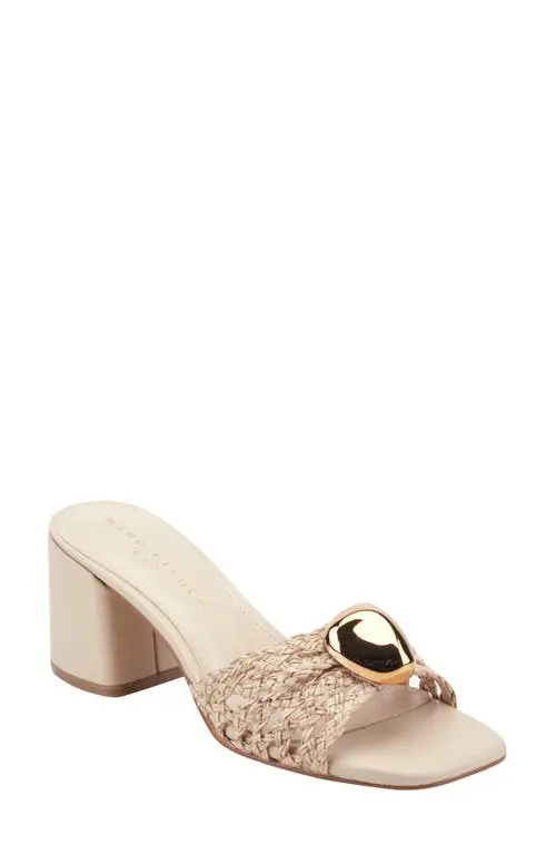 Marc Fisher Farrel Embellished Square Toe Slide Sandal - Light Natural