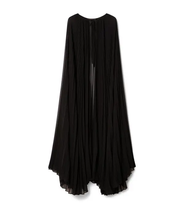 Marina Rinaldi Georgette Plissé Cape - Black