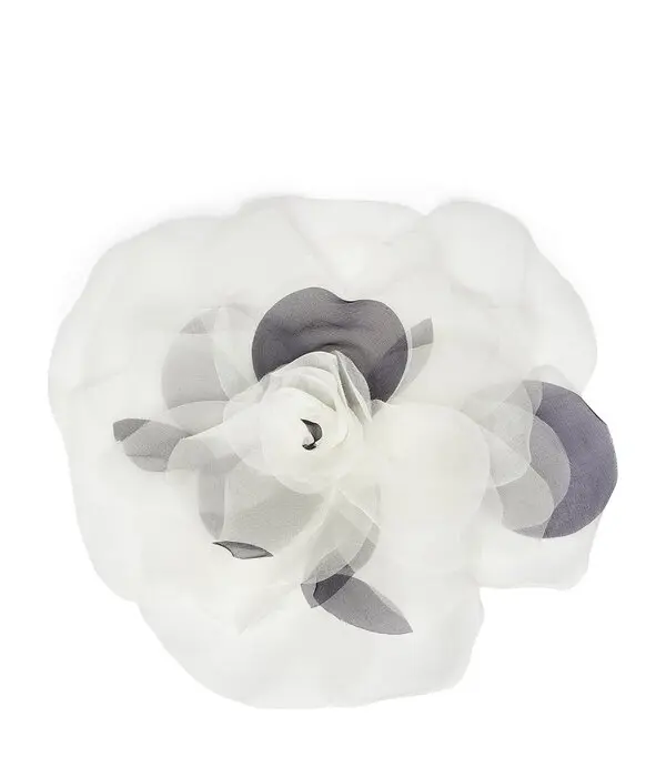 Marina Rinaldi Silk Organza Flower Brooch - White