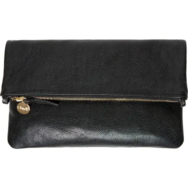 Clare V. Foldover Petit Caviar Leather Clutch