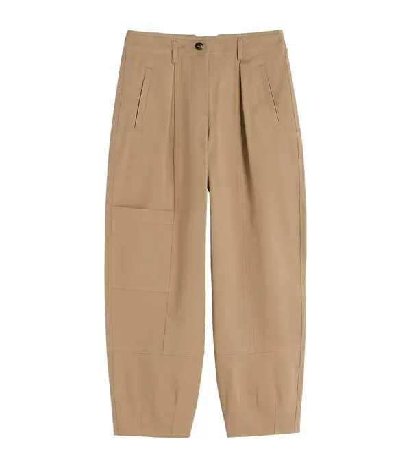 Max Mara Cotton Twill Cargo Trousers - Beige