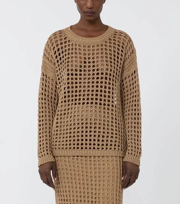 Max Mara Cotton Open-knit Sweater - Beige