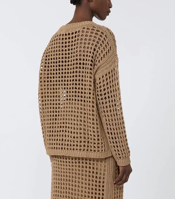 Max Mara Cotton Open-knit Sweater - Beige